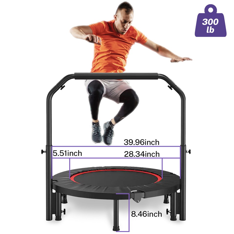 40" Fitness Mini Trampoline, Exercise Rebounder Mini Trampoline ...