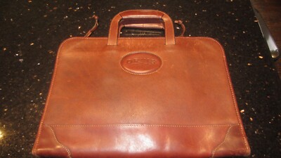 ORVIS Heavy Saddle Leather Briefcase Messenger Bag Zip-Around 16x11.5 ...