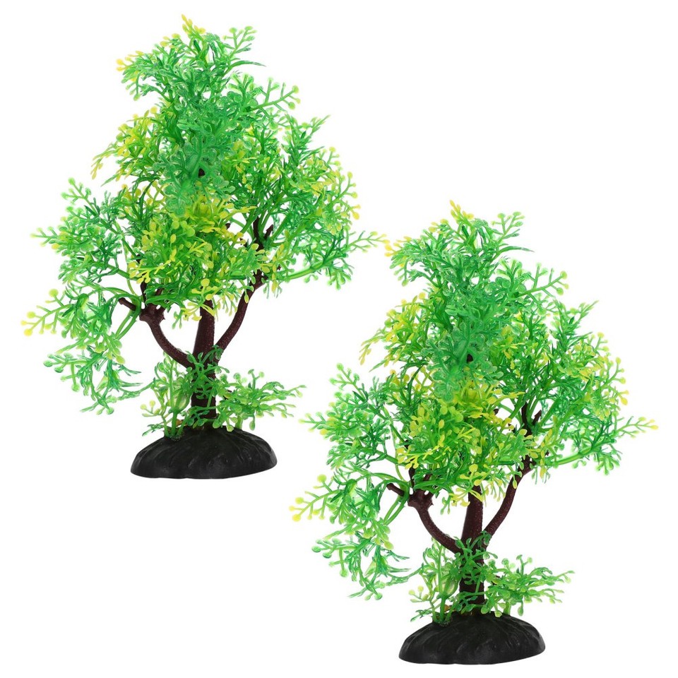 2 Pcs Mini Aquarium Plants Fish Tank Decoration Tree Plastic Aquatic ...