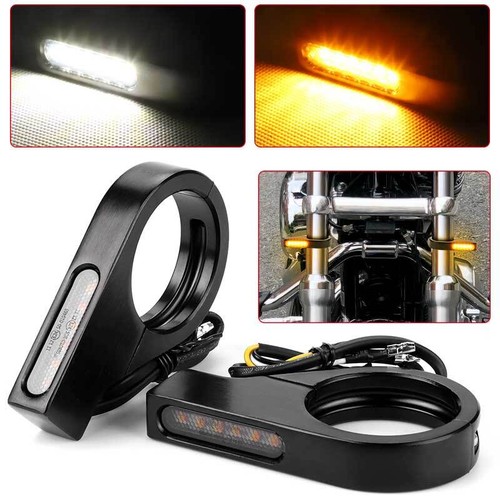 2x Motorcycle 39mm 41mm Fork Tubes Indicators LED Turn Signal Light ...