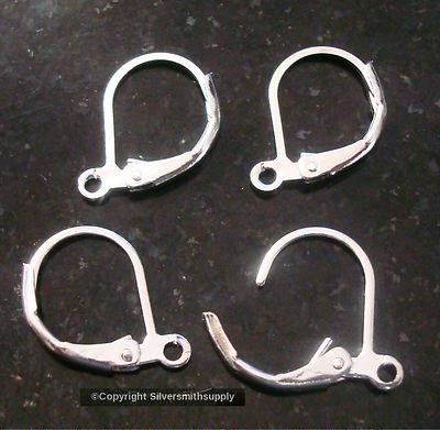4 Lever Back Earring Findings Silver Plated loop 13x10mm earring ...