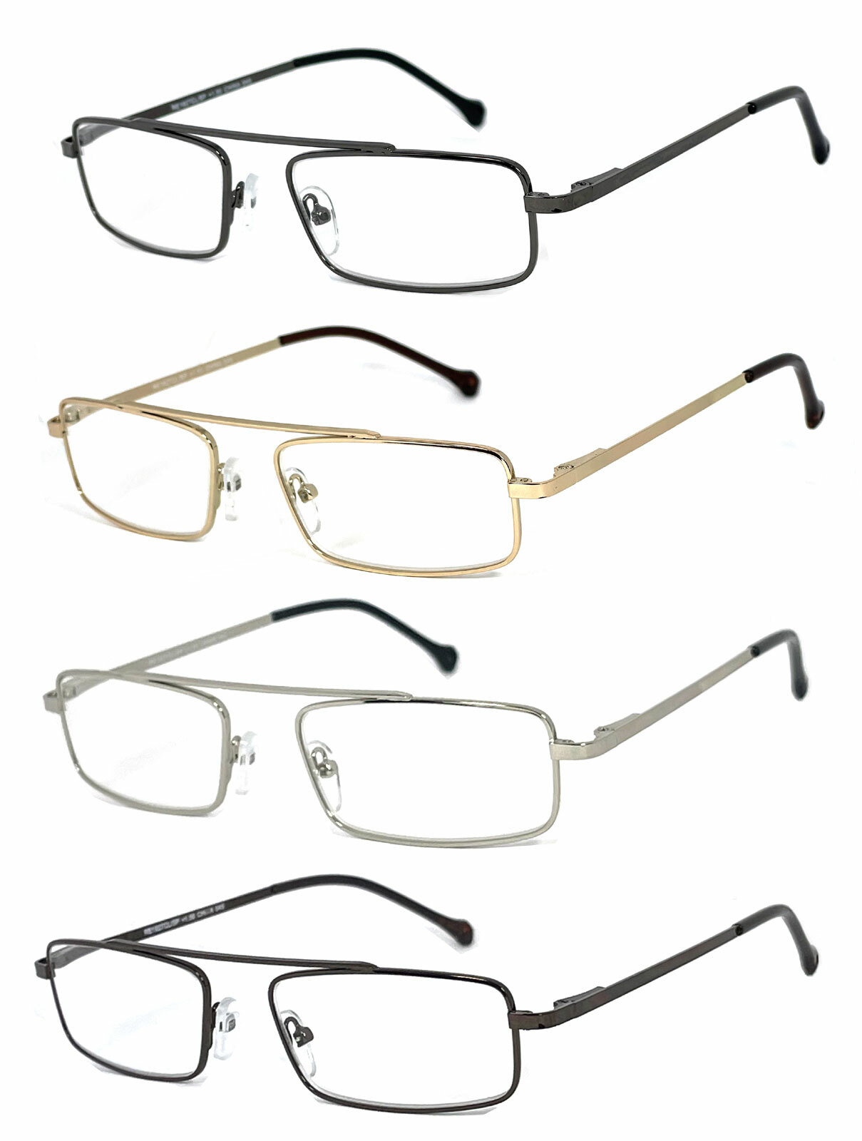 Retro Rectangle Reading Glasses Metal Frame Spring Hinges High Power up to +3.00 | eBay