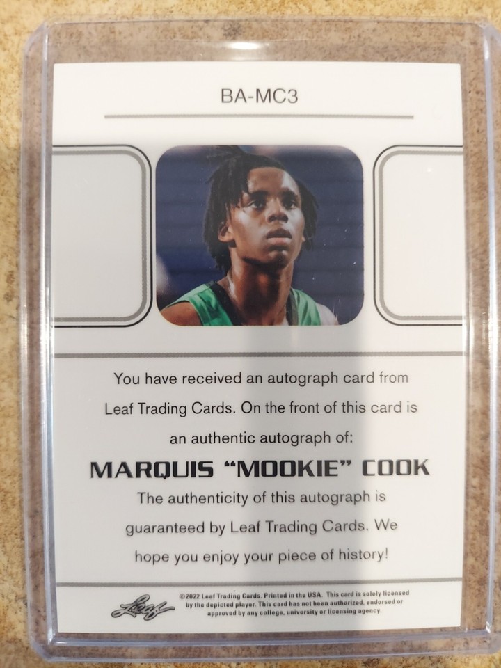 Marquis Mookie Cook 2022 Leaf Memories Rookie Auto Oregon Ducks | eBay