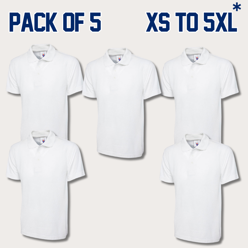 Men's Classic Polo shirts, Uneek UC101 Unisex Polo shirt Lot of 1, 3, 5 ...