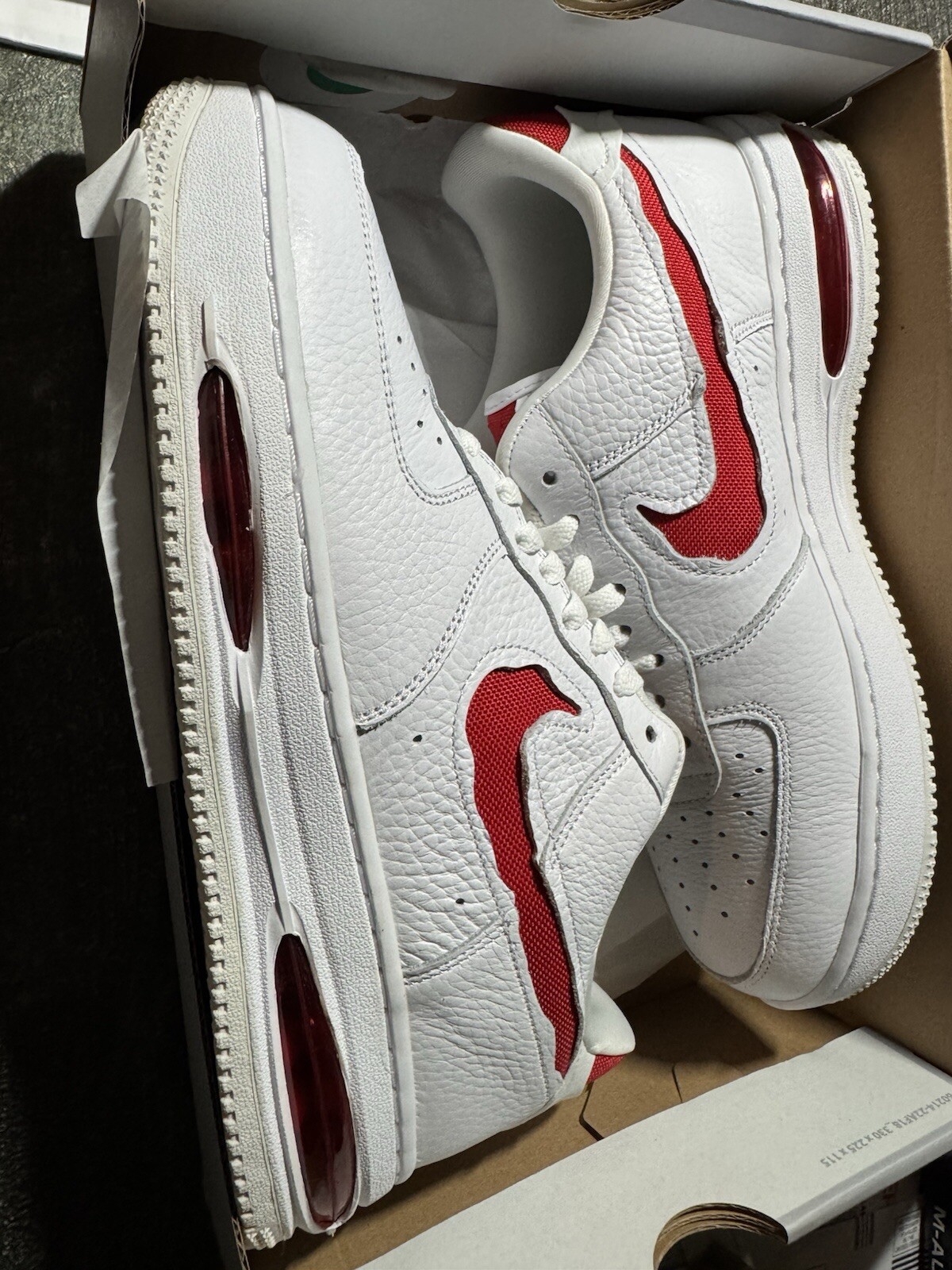 Size 10- Nike Air Force 1 EVO Low White University Red | eBay