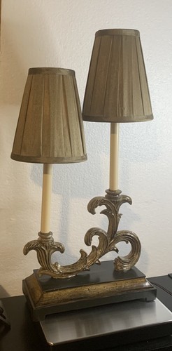 Double Accent Lamp Shade Scroll Tabletop 26” Tall Candlestick Bulbs ...