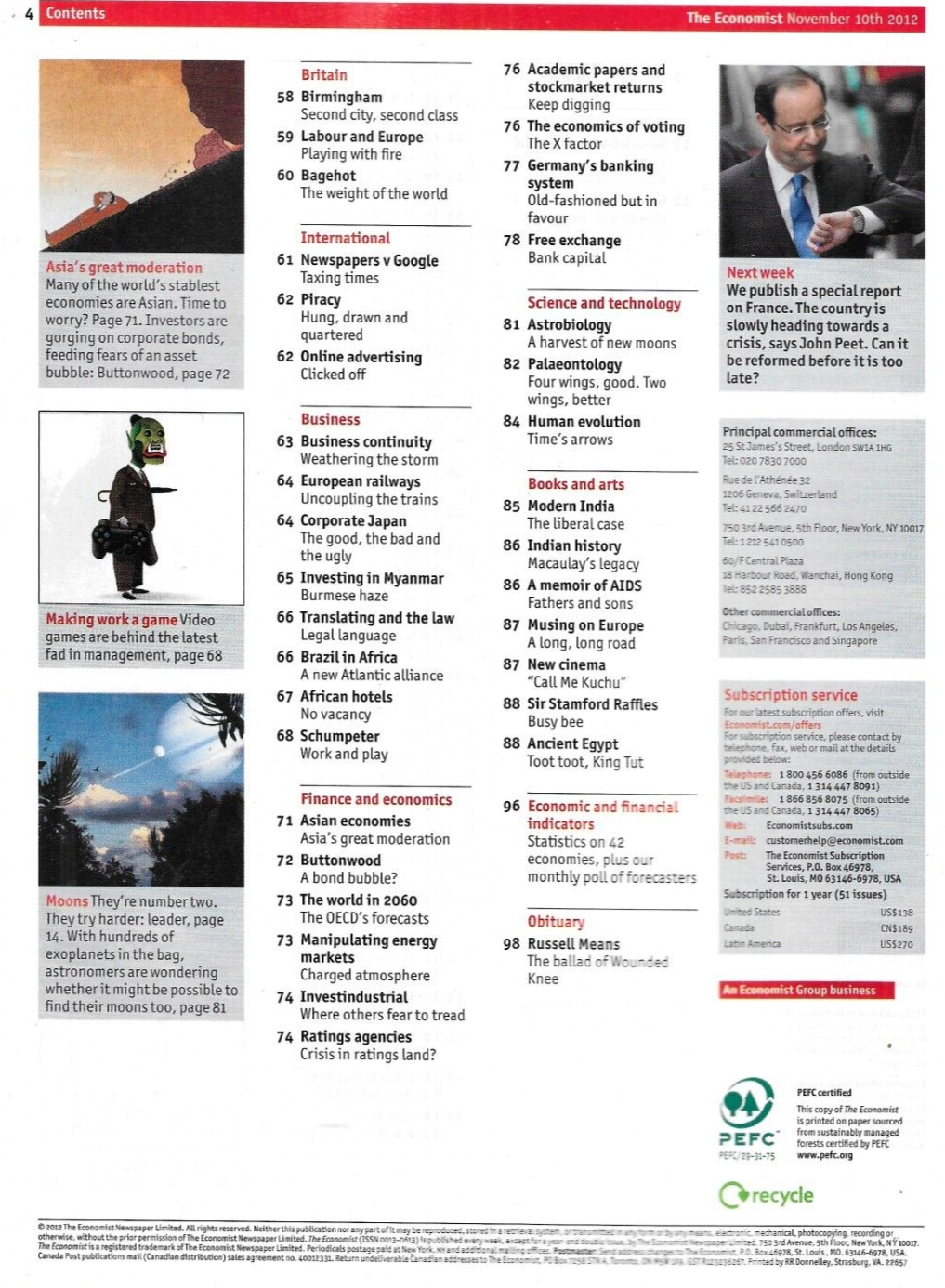 Economist Magazine Barack Obama Asia Google vs. Newspapers Making Work ...