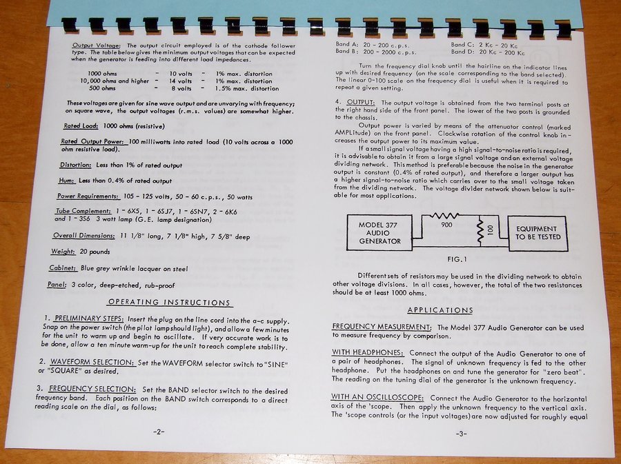EICO 377 Audio Generator Instruction Manual + schematic newly ...