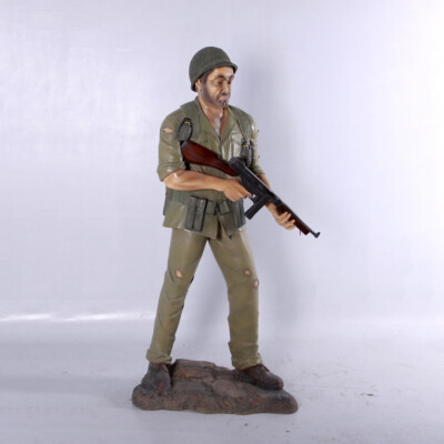 WWII Soldier Life Size Statue Military Army Surplus Theme Decor Prop ...