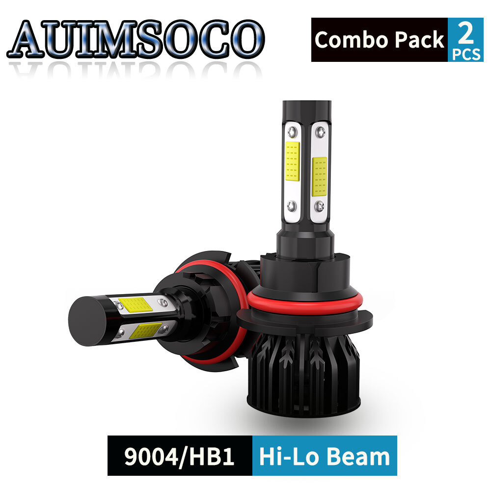 4-sides 9004 HB1 LED Headlight Bulbs Super Bright 10000K Cool White Hi ...