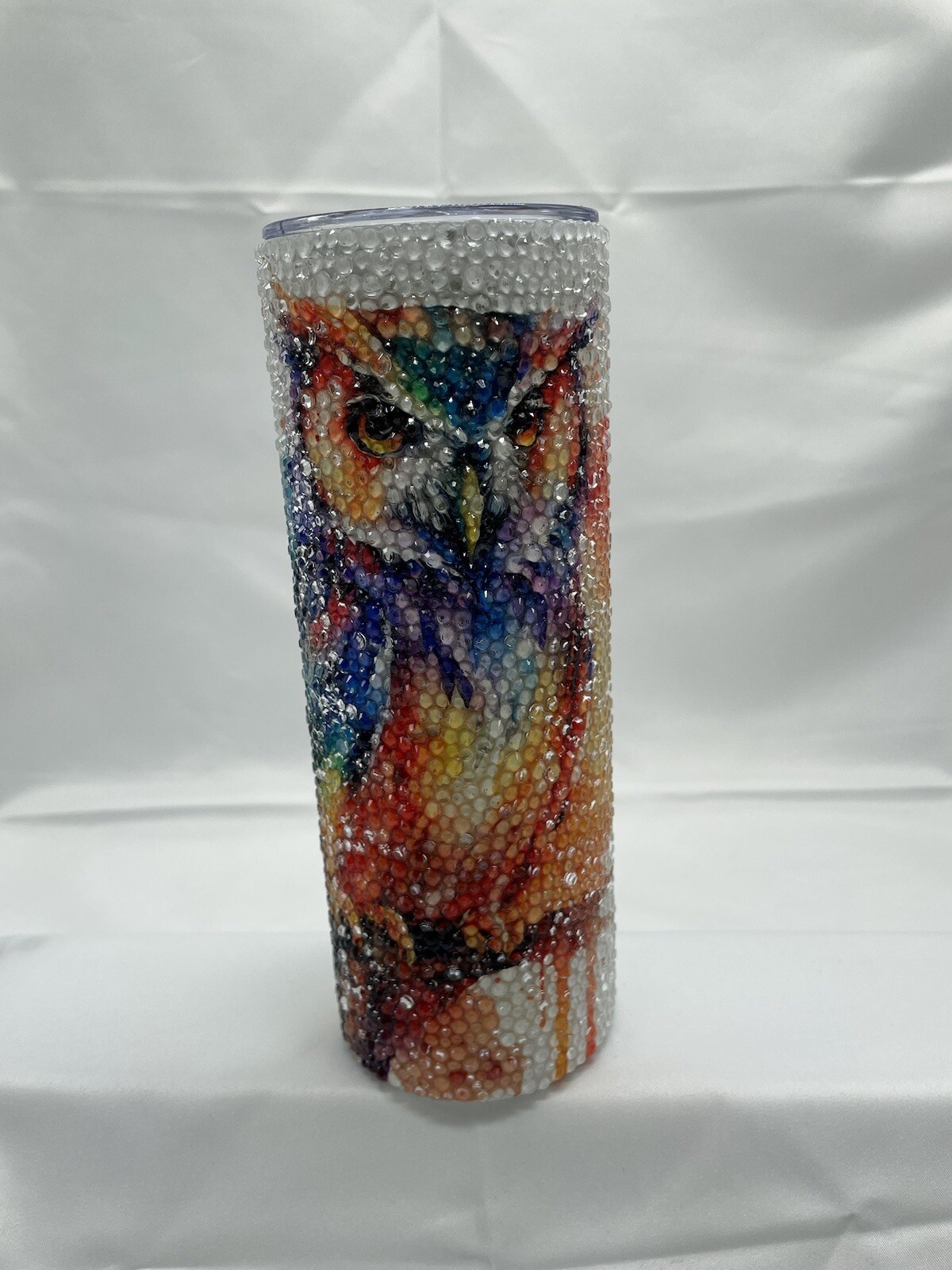 BLINGED TUMBLER 20oz RHINESTONED SKINNY TUMBLER WATER COLOR OWL RESIN ...