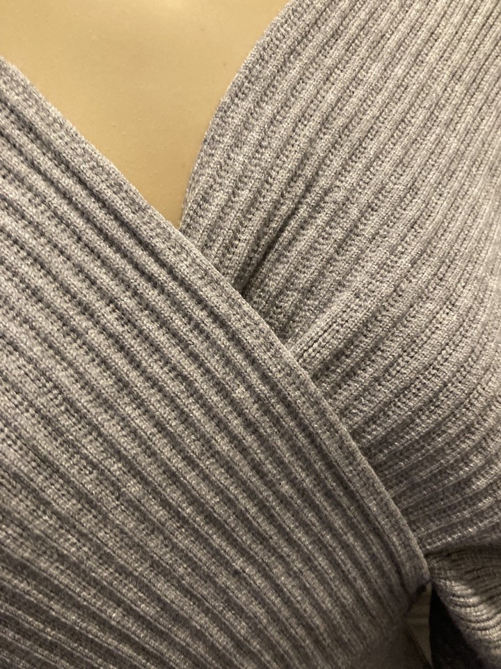 Cider L light grey structured knit dress midi length BNT super soft ...