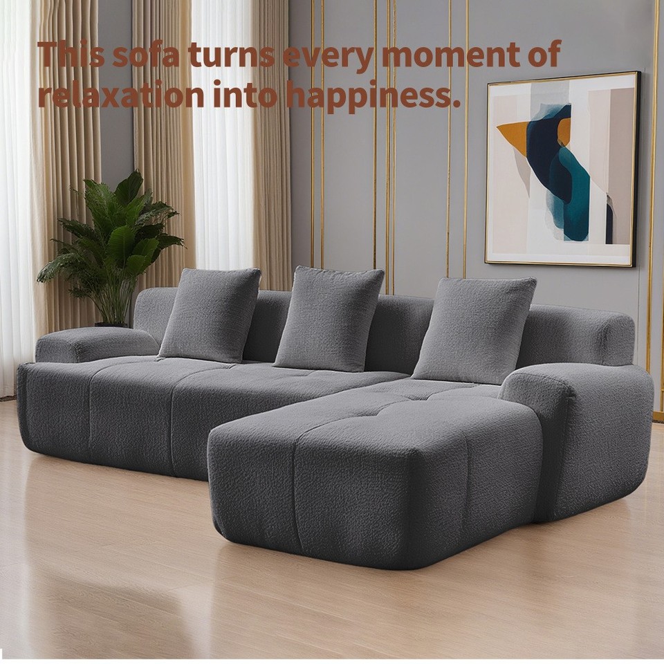 Modern Cloud Sofa w/ Chaise Lounge, Deep Seat, No Assembly | eBay