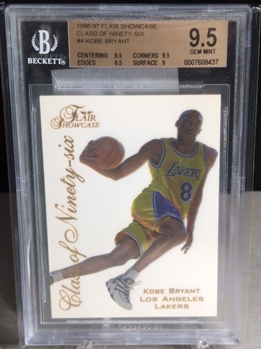 KOBE BRYANT 1996-97 FLAIR SHOWCASE CLASS OF NINETY-SIX ROOKIE INSERT #4 ...