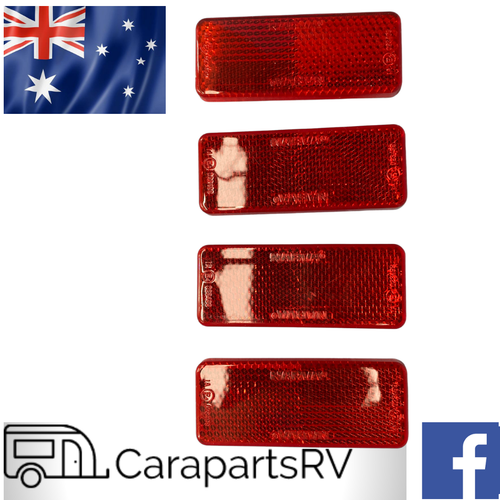 NARVA RED REARWARD REFLECTORS X SET OF 4 . SELF ADHESIVE. ADR APPROVED ...