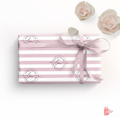 Name Personalized Gift Wrap Pink Stripes Bridal Shower Large Gift ...
