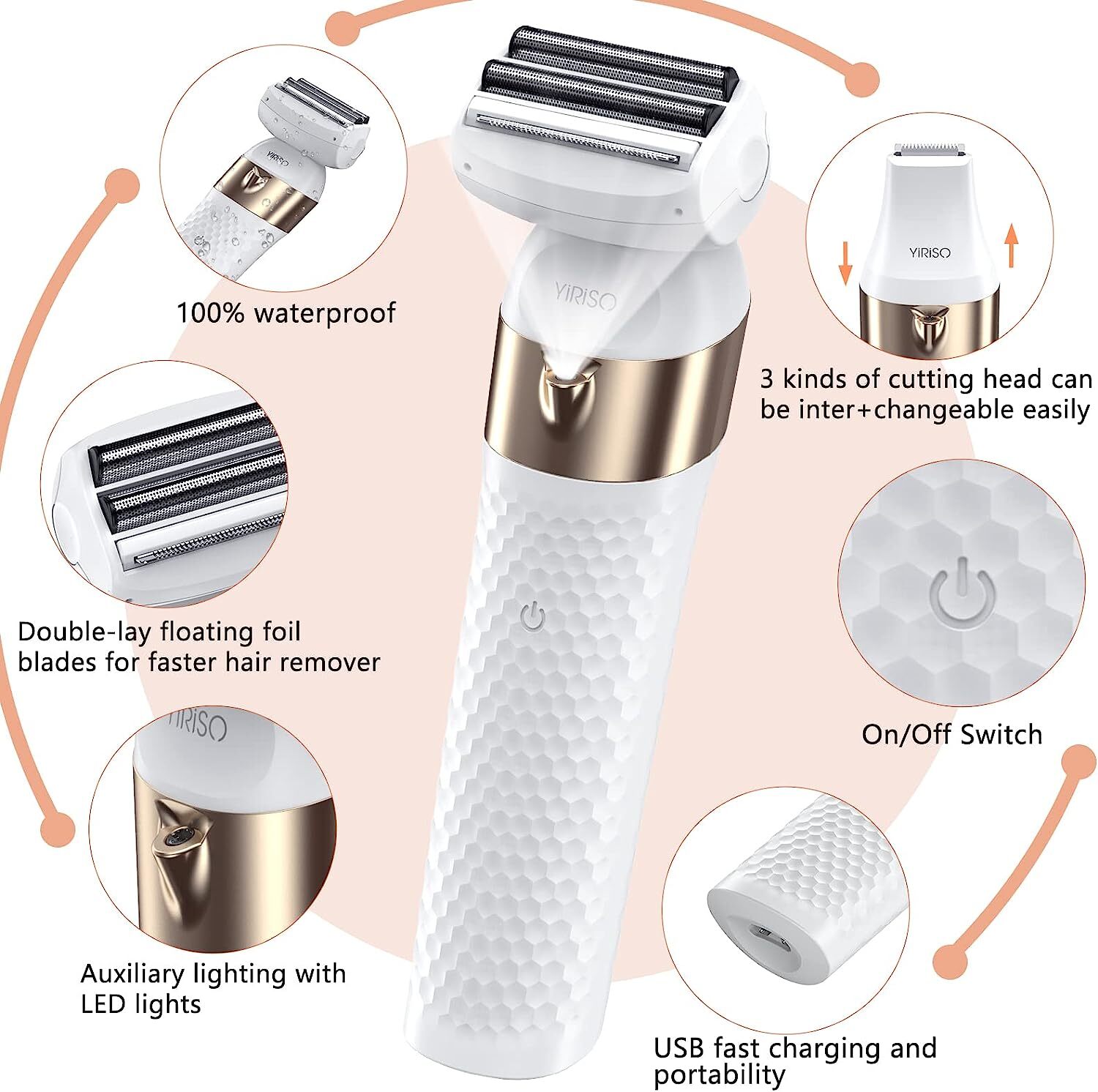 Women Electric Underarm Hair Grooming & Shaving Kit Wet&Dry Trimmer w ...