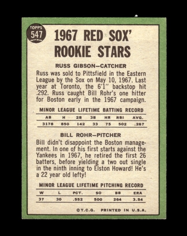1967 Topps Set-Break #547 Red Sox Rookies EX-EXMINT *GMCARDS* | eBay