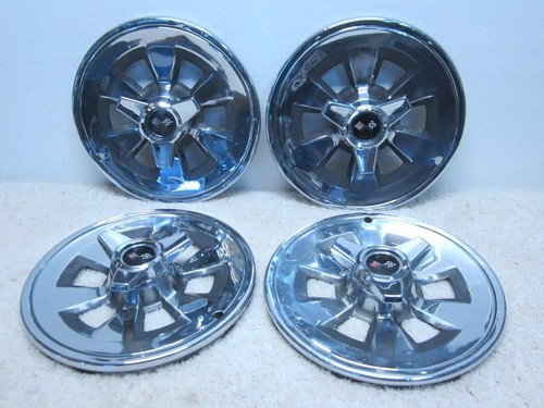 1965 CHEVROLET CORVETTE OEM 15" 3-BAR SPINNER HUBCAP / WHEEL COVER SET ...