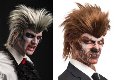 Adult Werewolf Teen Wolf Wig 80's Halloween Fancy Dress Spiked Wolf Man ...