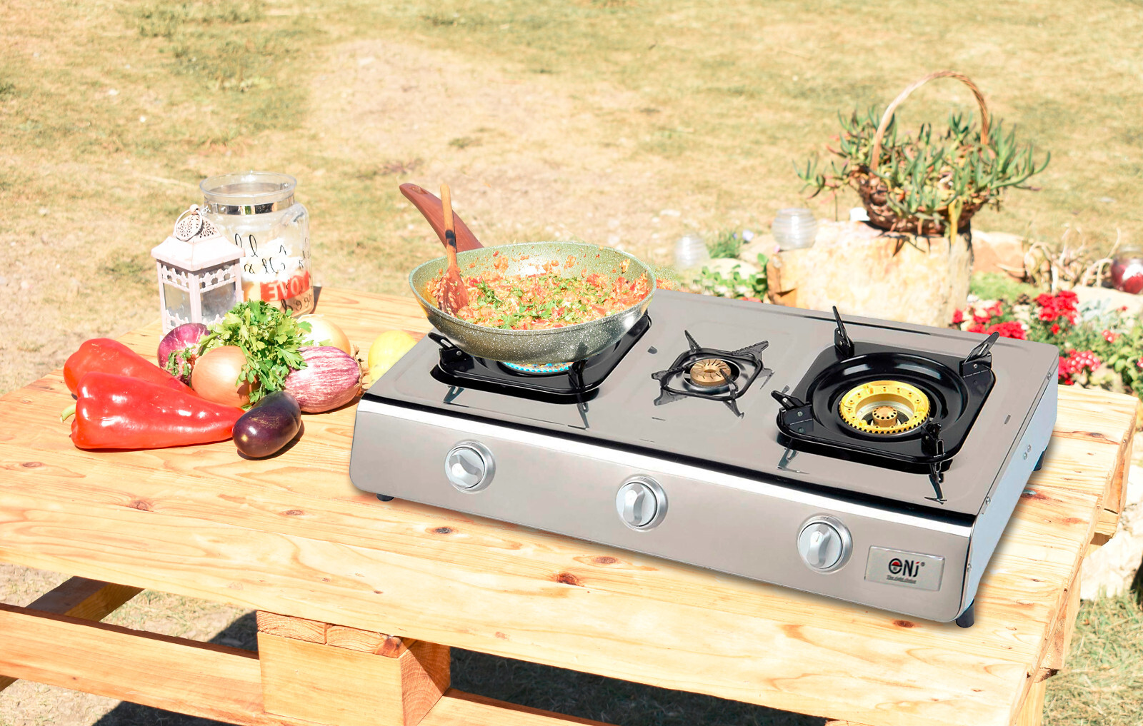 Portable Gas Stove 3 Burner Cooker Outdoor Camping Cooktop Hob 70cm NJ ...