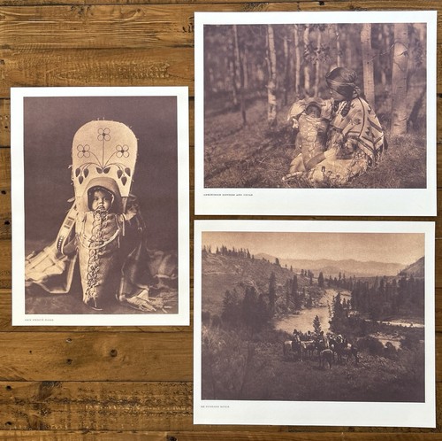 Vintage EDWARD S. CURTIS Native American Indian GOLDTONE Prints / Lot ...