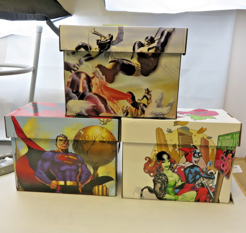 LOT OF 3 Printed Comic Short Boxes Storage Marvel/DC 15"x8"x12 ...