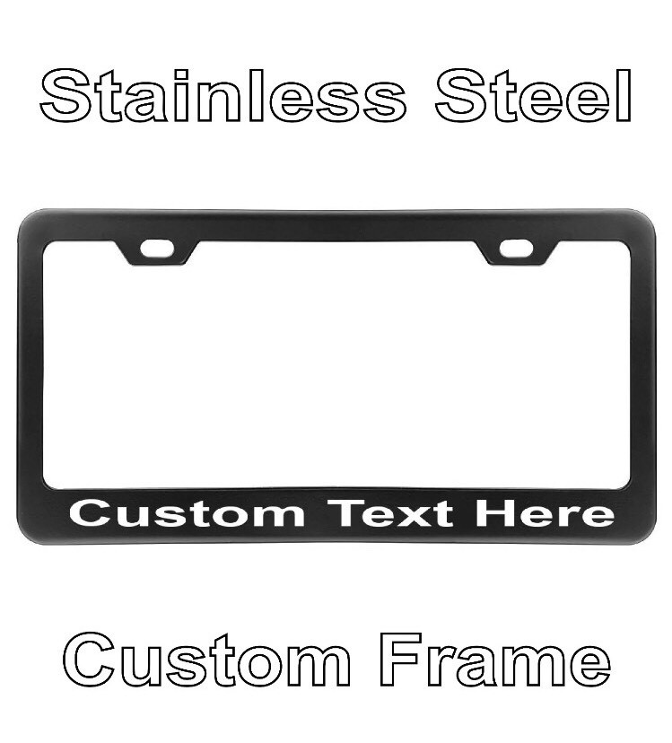 Custom Printed Black Stainless Steel Metal License Plate Frame With ...