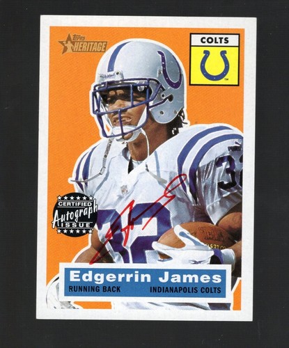2001 Topps Heritage Edgerrin James Red Certified Autograph Insert #19/ ...