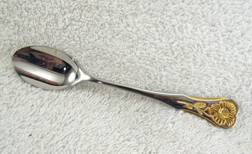 HCK12 Demitasse Spoon Hackman 18/10 Gold Accented Flower Stainless ...