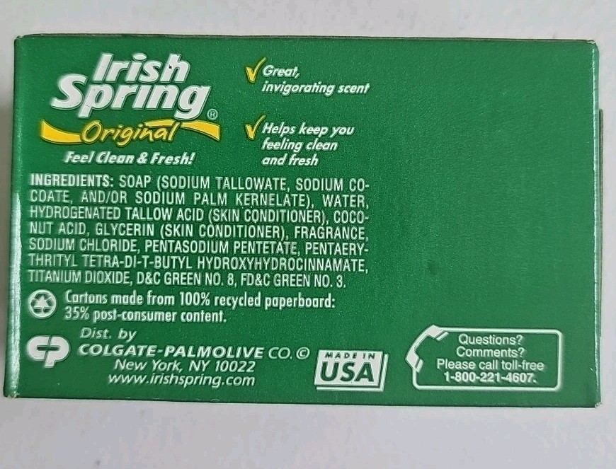 Irish Spring Original Deodorant Bar Soap 4 Oz No Flax Discontinued NOS ...