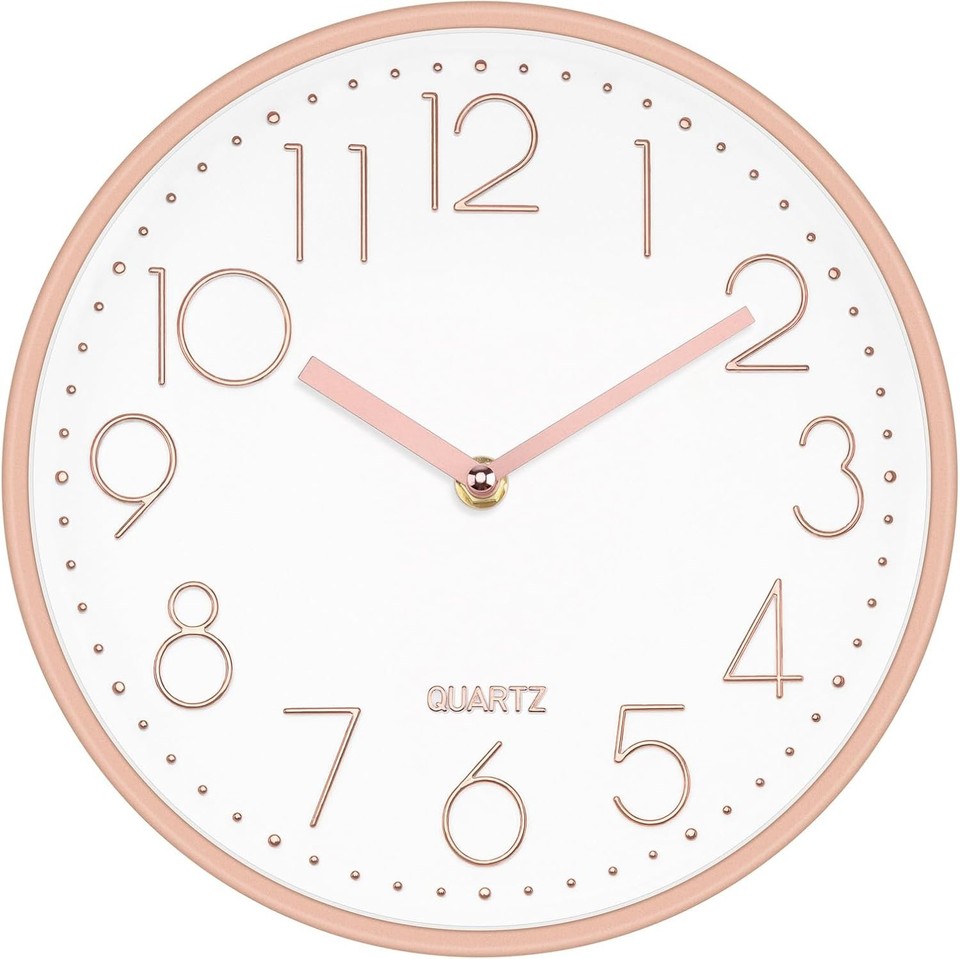 Modern Wall Clock 10 Inch Non-Ticking Silent Battery Operated Round ...