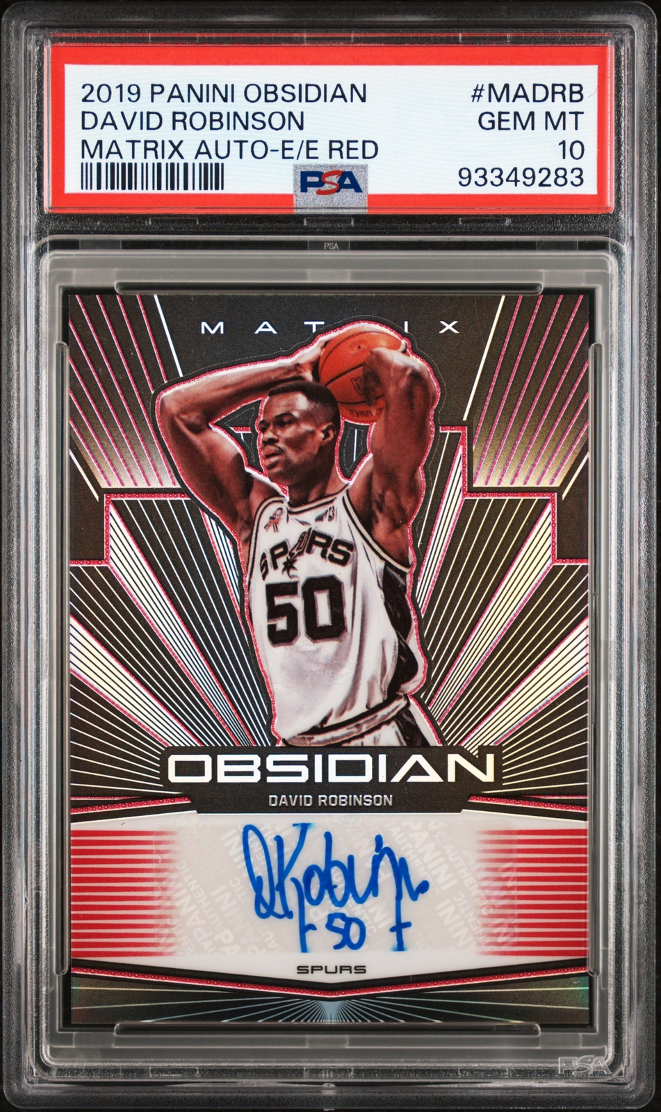2019 PANINI OBSIDIAN MATRIX AUTOS EE RED #MADRB DAVID ROBINSON 5/5 PSA ...