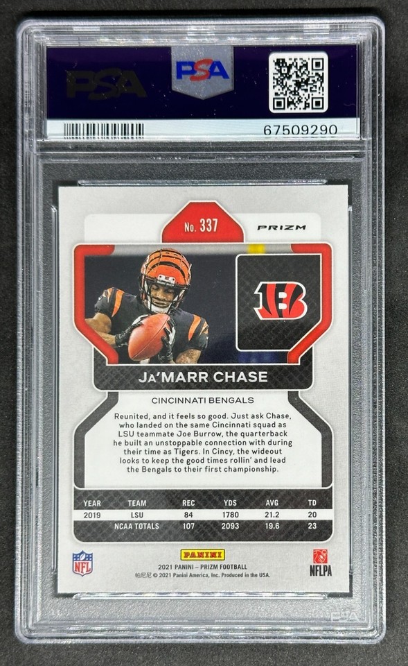 2021 Panini Prizm JaMarr Chase Neon Green Rookie #337 RC - PSA 10 ...