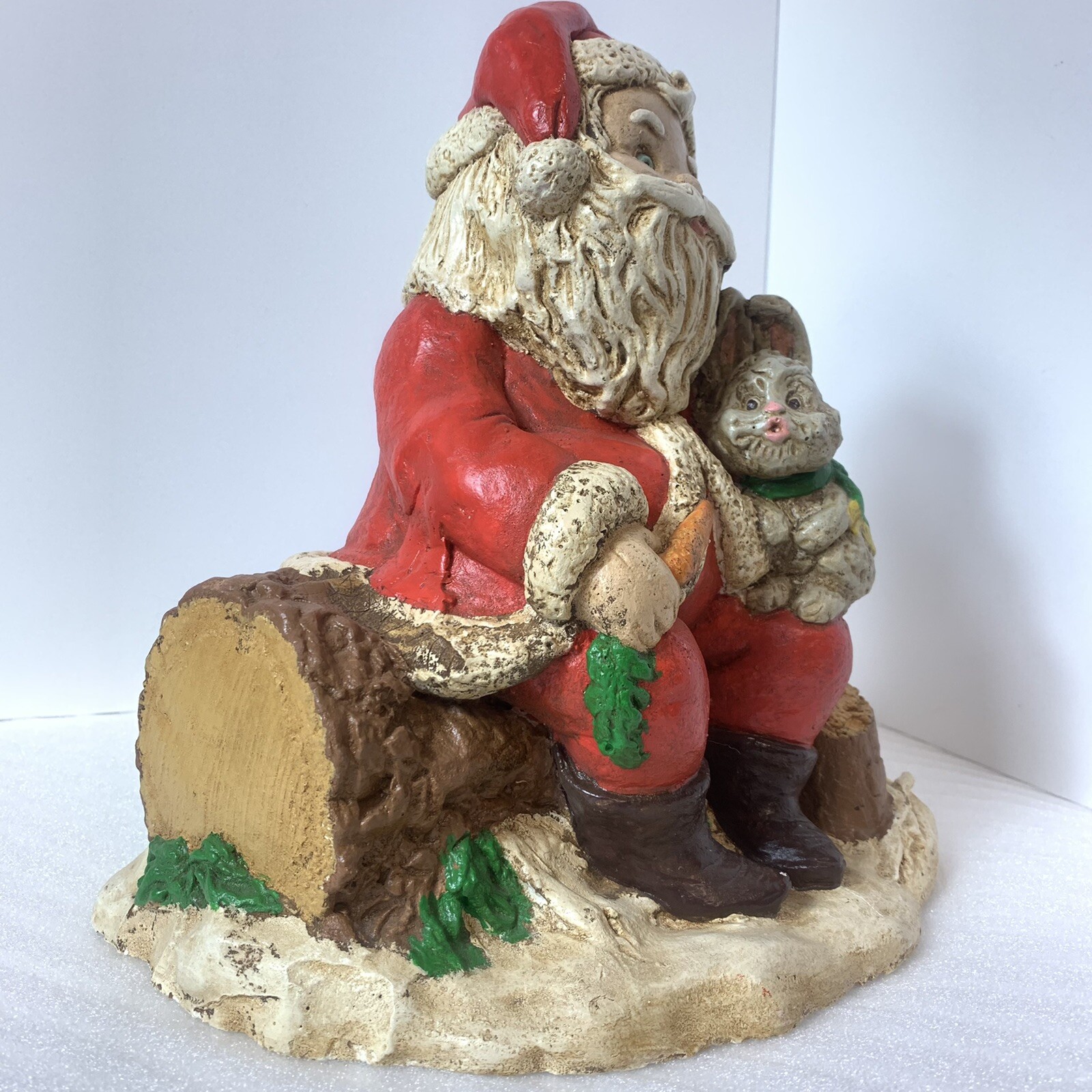 Santa Claus Easter Bunny Sitting On Log Carrot Carol Rardon Christmas ...
