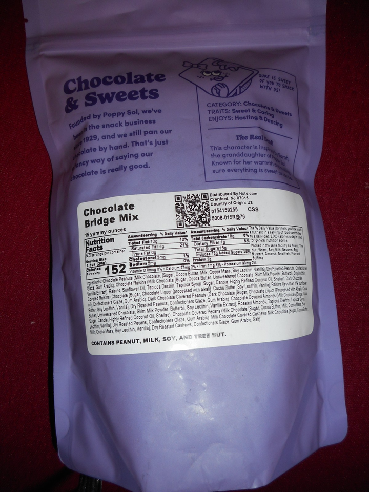 NEW Chocolate Bridge Mix nuts, fruit 15 ounce bag | eBay