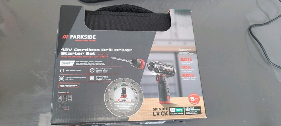 Parkside Performance 12V Cordless Drill Impact Driver Set with 2 ...