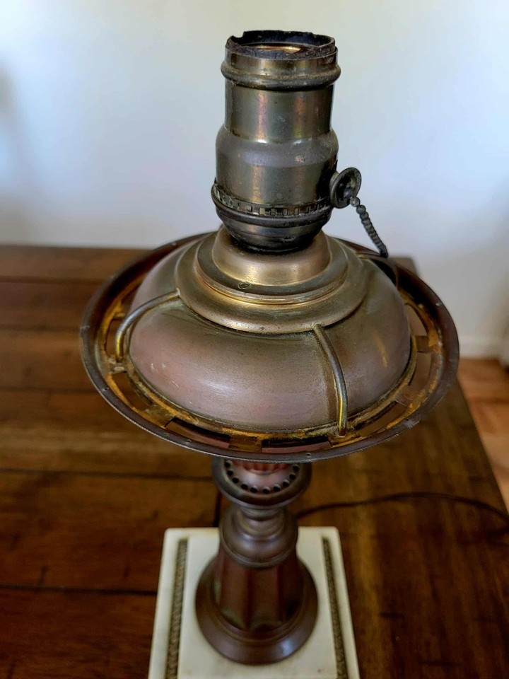 Antique 19th Century Astral Solar Oil Lamp Brass Marble Base & Wheel ...