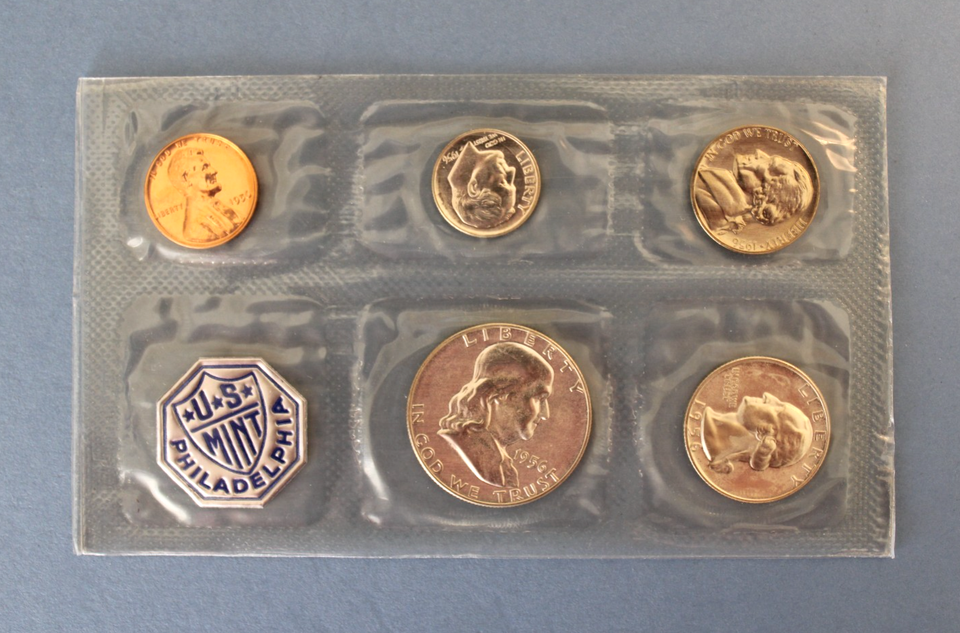 1956 Silver 5-Coin Proof Set Franklin Half Dollar, Very clean original ...