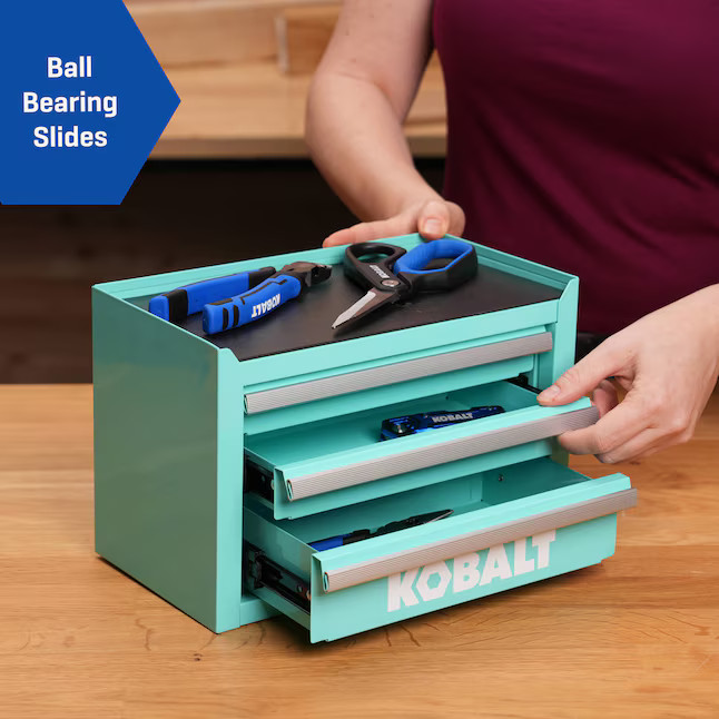 NEW Kobalt Mini-Base 3-Drawer TEAL Steel Toolbox Jewelry Box VIRAL FREE ...