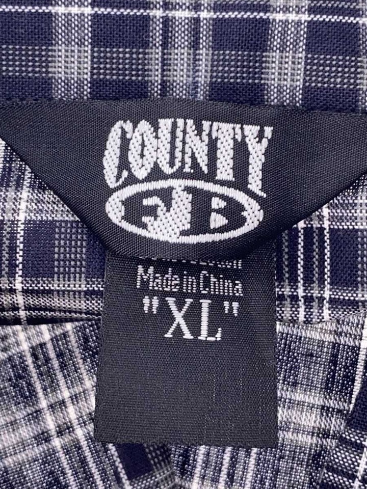 FB COUNTY Long Sleeve Shirt, XL, Polyester, Multicolor Check | eBay UK