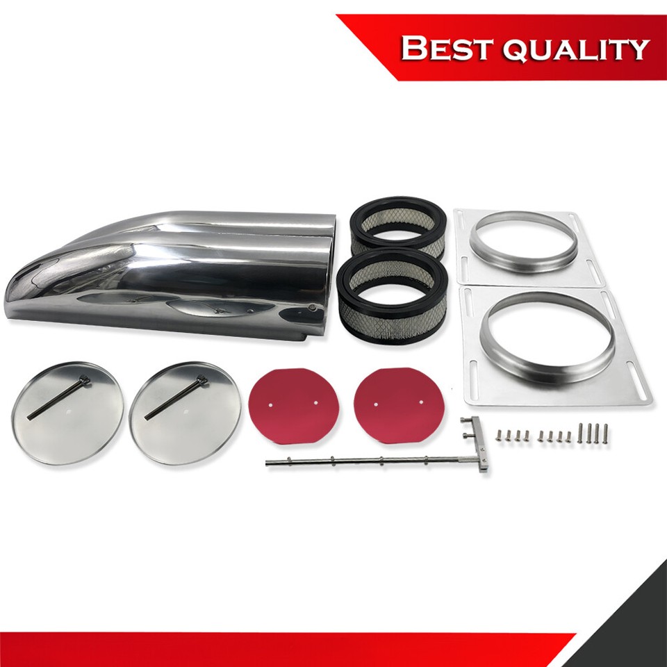 Shotgun Intake Air Hood Scoop Double Barrel Carb Setup Smooth Silver ...