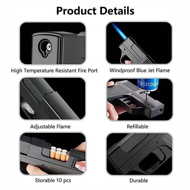 Unique Butane Cigarette LIGHTER & CASE Adjustable Jet Torch Flame ...