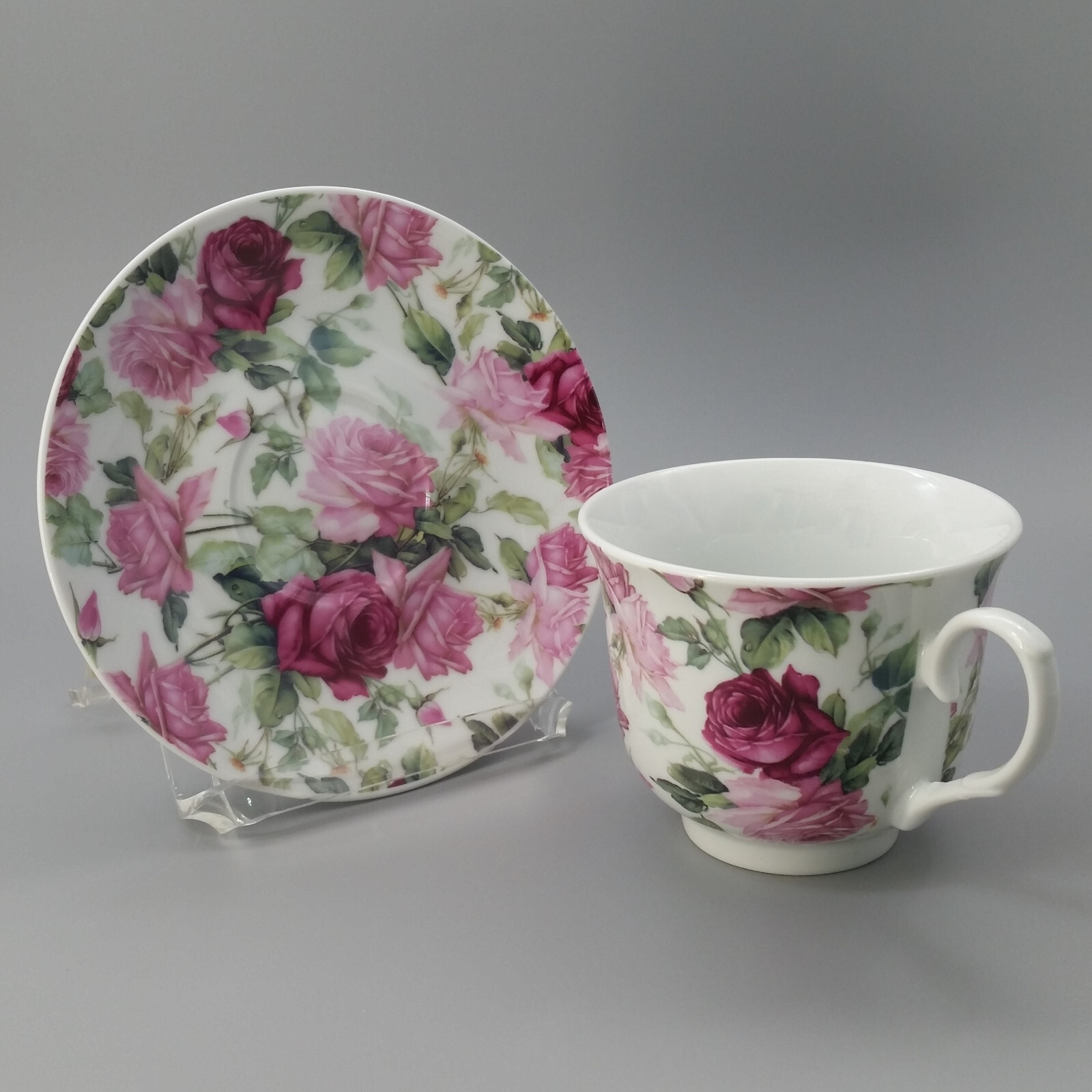 Kent Pottery 1887 Pink Roses Tea Cup and Saucer Floral Chintz | eBay