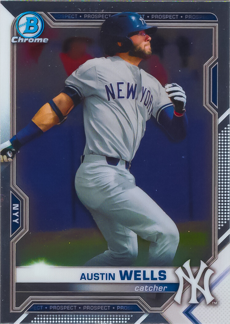 Austin Wells 2021 Bowman Chrome Prospect Card #BCP-214 New York Yankees ...