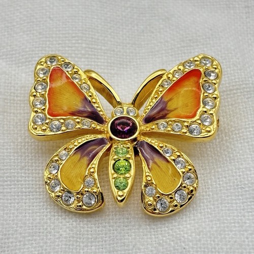 Joan Rivers Butterfly Enamel Crystal Multicolored Brooch 1 1/4" | eBay