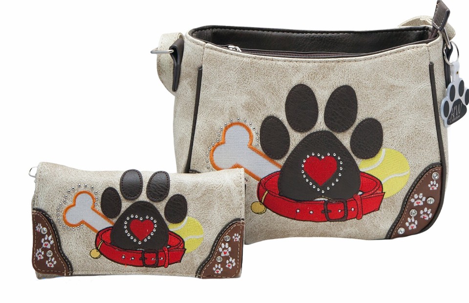 Dog Paw Print Handbag Crossbody Purse Wallet Shoulder Bag Western Style ...