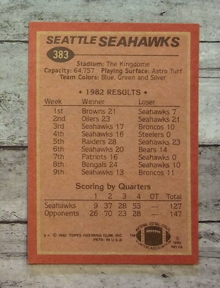 1983 Topps #383 Sherman Smith Seattle Seahawks Football Card | eBay