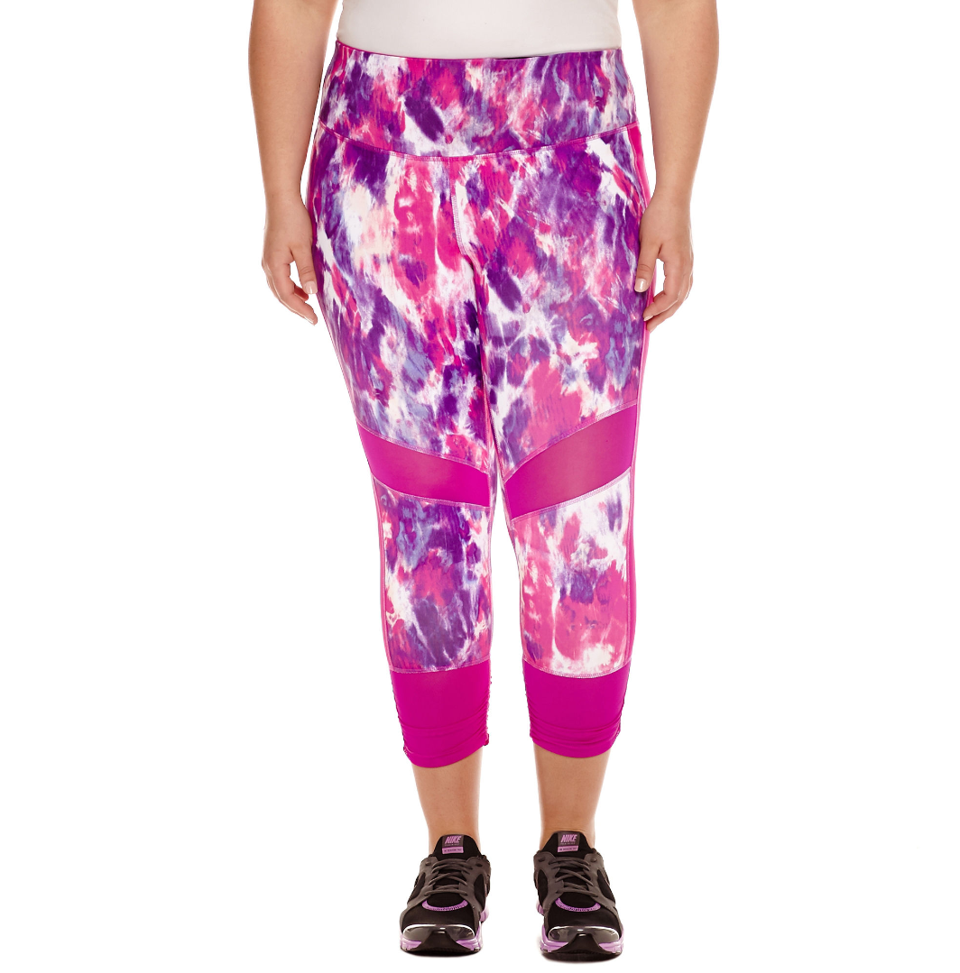 Xersion Knit Workout Capris Plus New Size 2X Fuchsia Tie Dye Msrp $44. ...