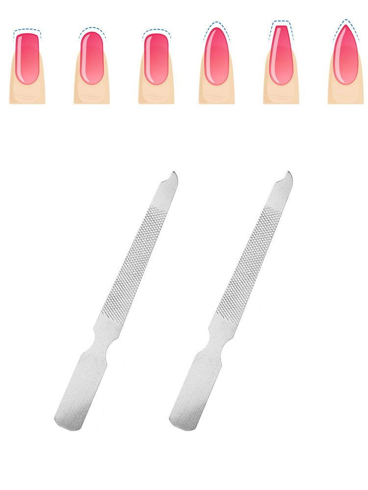 2Pcs Stainless Steel Metal Nail File Double Sided Manicure Files ...